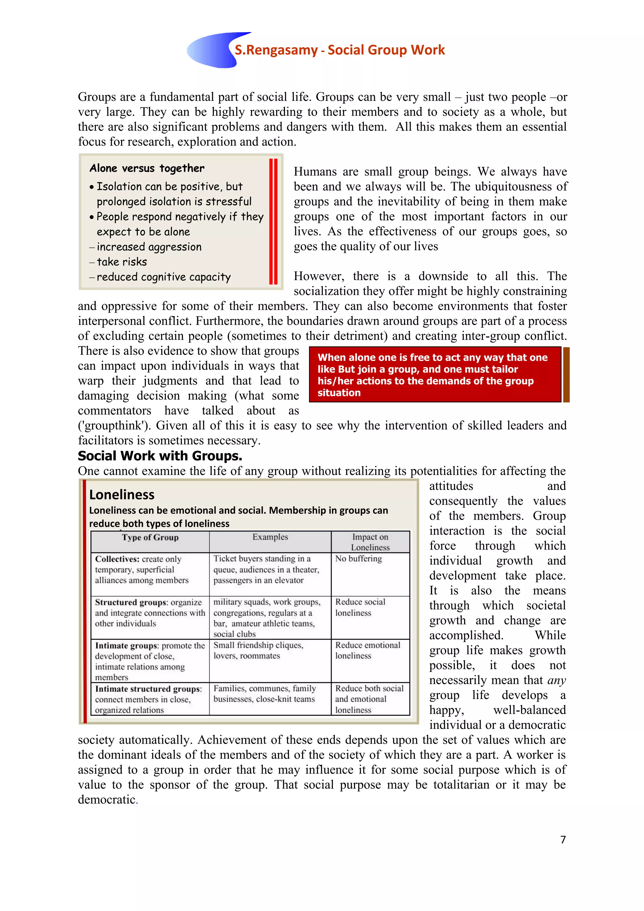 Social Group Work-Social Work with Groups | PDF