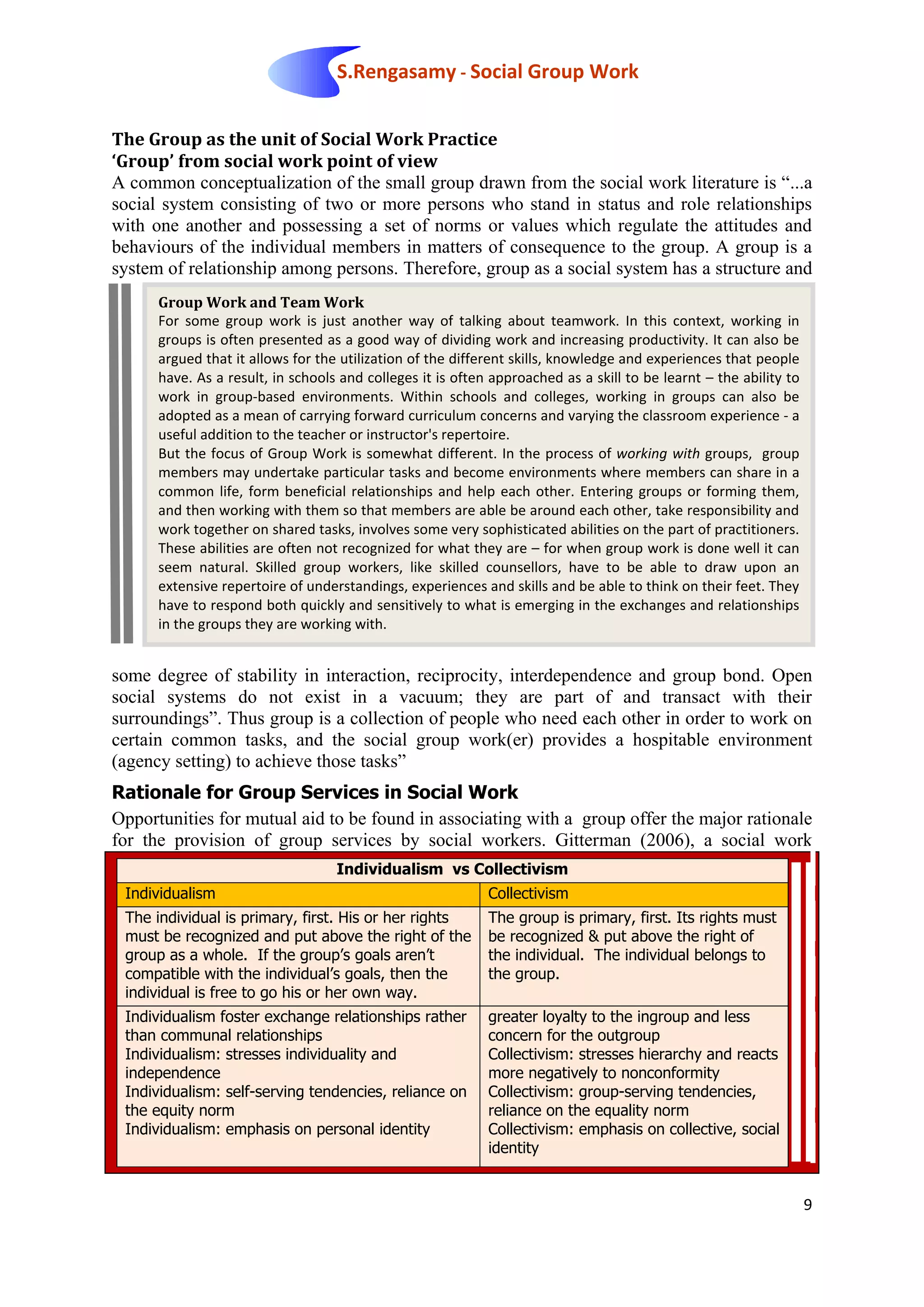 Social Group Work-Social Work with Groups | PDF