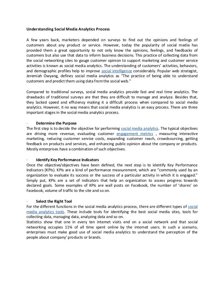 Understanding Social Media Analytics Process Understanding Social Media Analytics Process