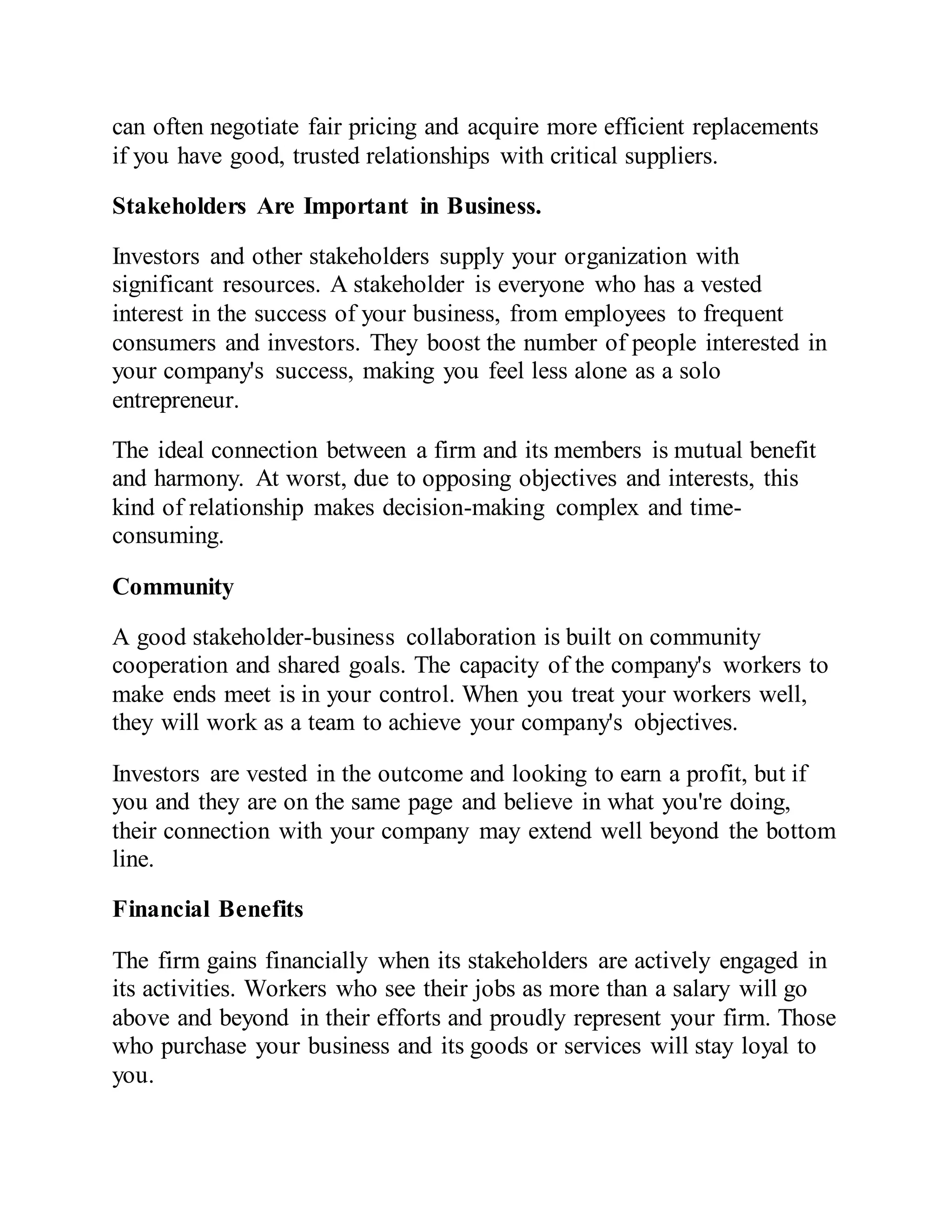 Understanding Stakeholders' Roles in a Company's Success | PDF