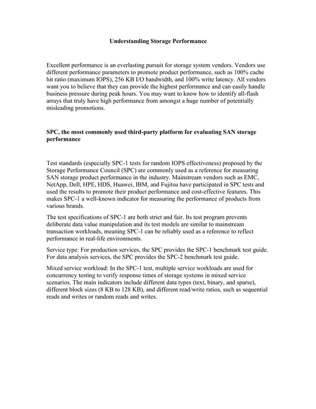 Understanding storage performance | PDF