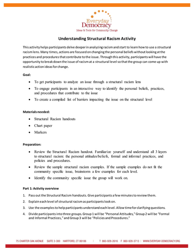 Understanding Structural Racism Activity | PDF