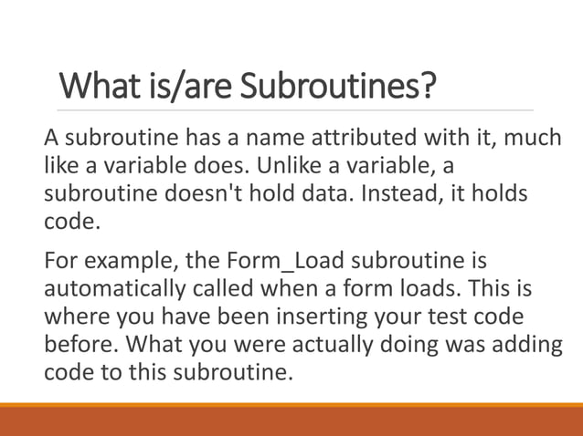 Understanding Subroutines and Functions in VB6 | PPT