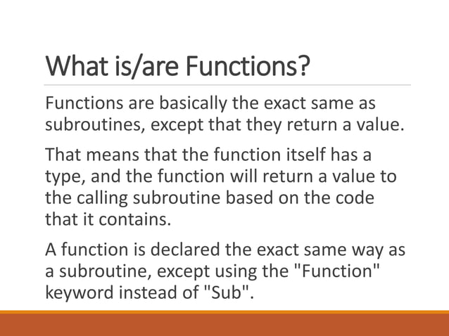 Understanding Subroutines and Functions in VB6 | PPT