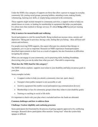 Understanding Supported Social and Community Participation under the ...