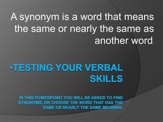 Understanding synonym | PPT
