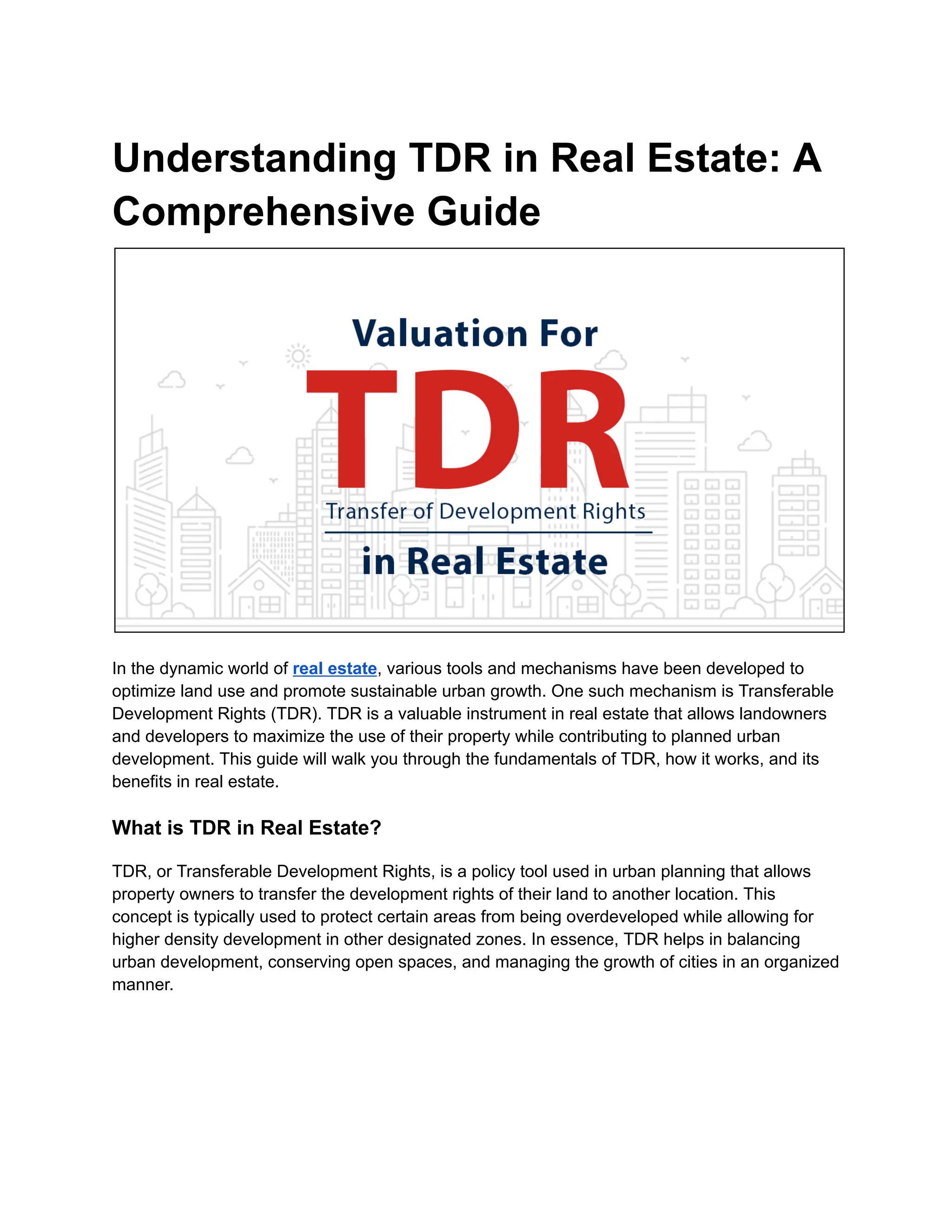 Understanding TDR in Real Estate_ A Comprehensive Guide | PDF