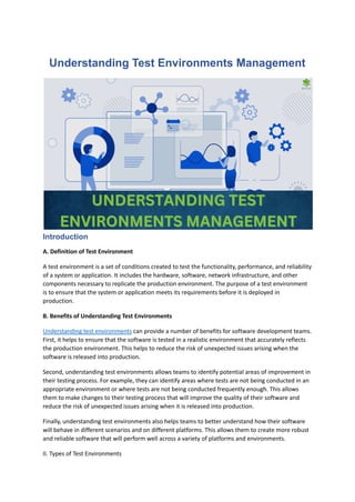 Understanding Test Environments Management | PDF
