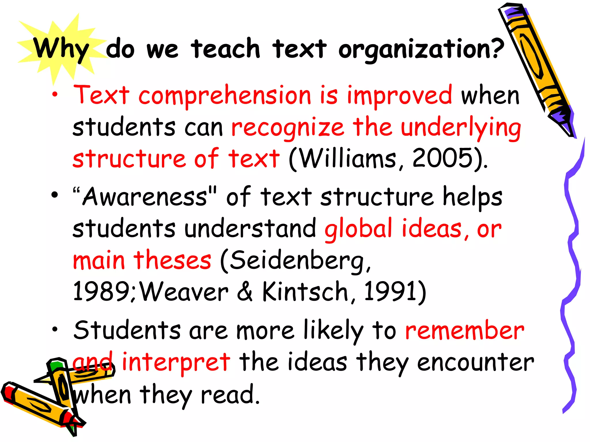 Understanding text organization (teacher) | PPT | Educational ...
