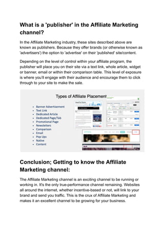 Understanding the Affiliate Marketing Channel; the short guide | PDF