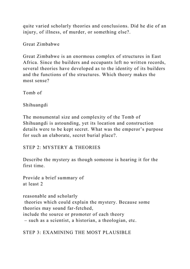 UNDERSTANDING THE ASSIGNMENT ESSAY - EXPLORING ANCIENT MYSTERIES | PDF