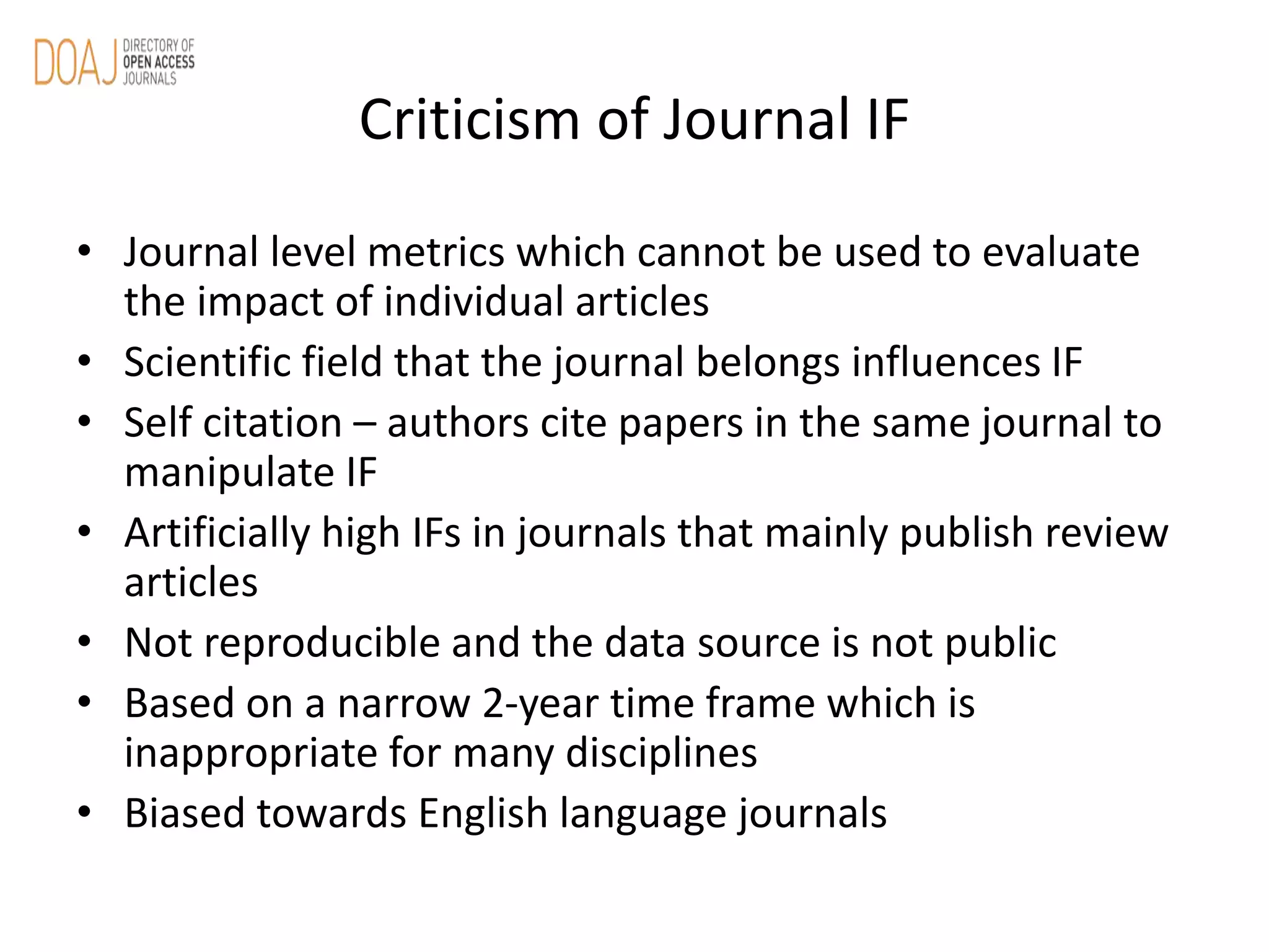 Understanding the Basics of Journal Metrics | PPTX