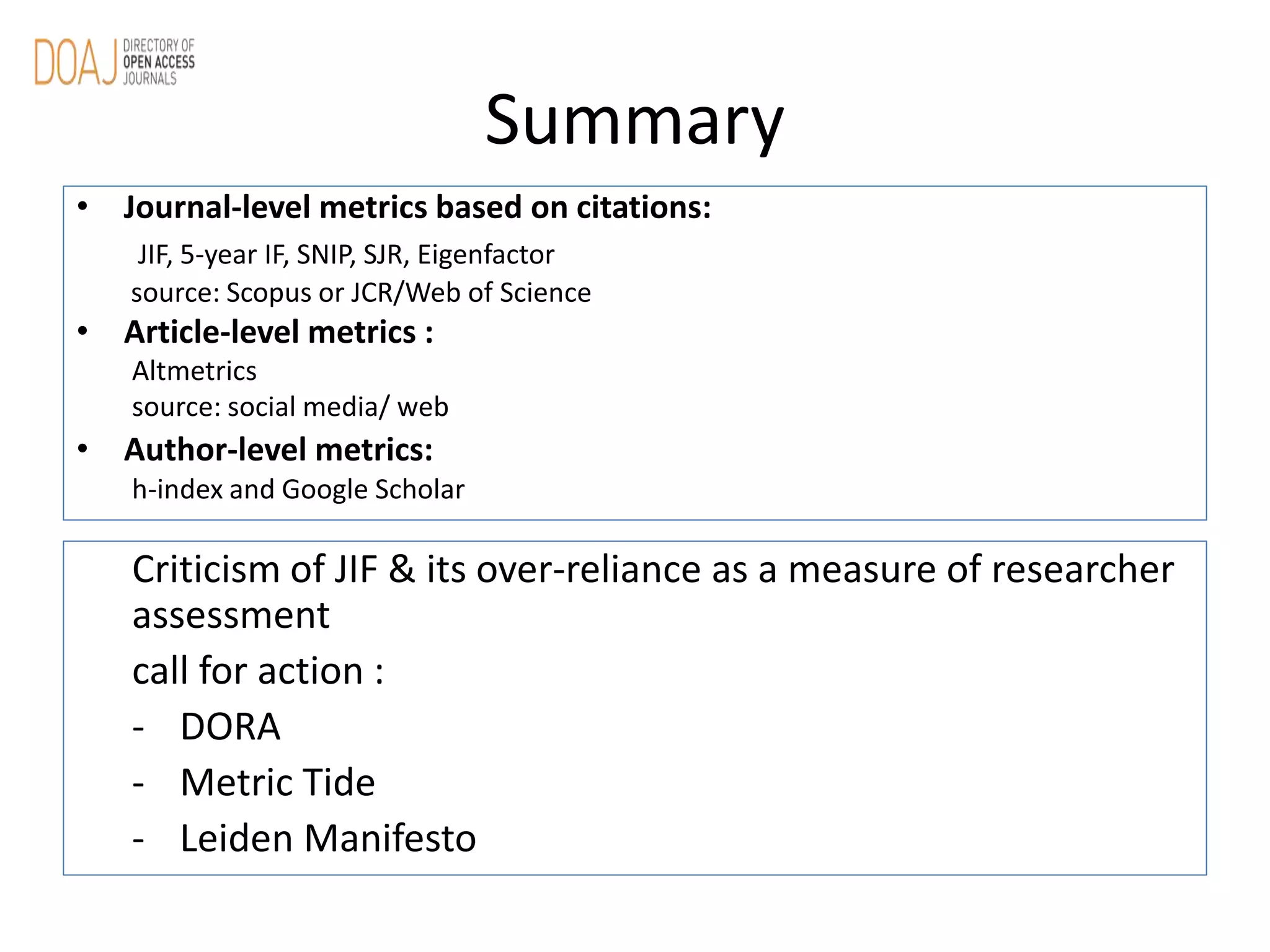 Understanding the Basics of Journal Metrics | PPTX