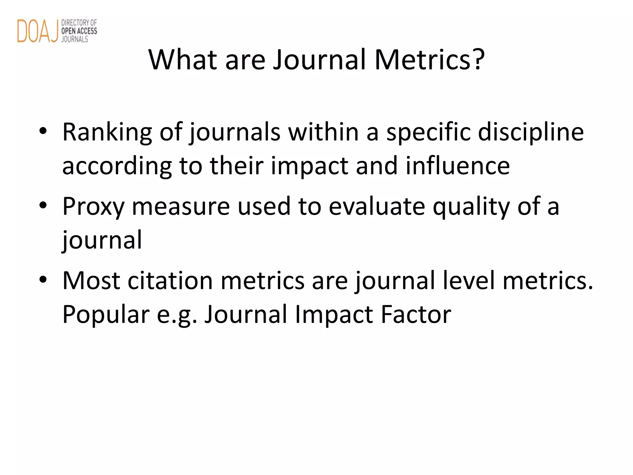 Understanding the Basics of Journal Metrics | PPTX