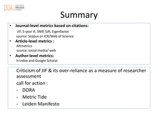Understanding the Basics of Journal Metrics | PPTX