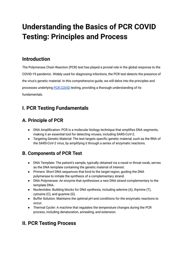 Understanding the Basics of PCR COVID Testing_ Principles and Process ...