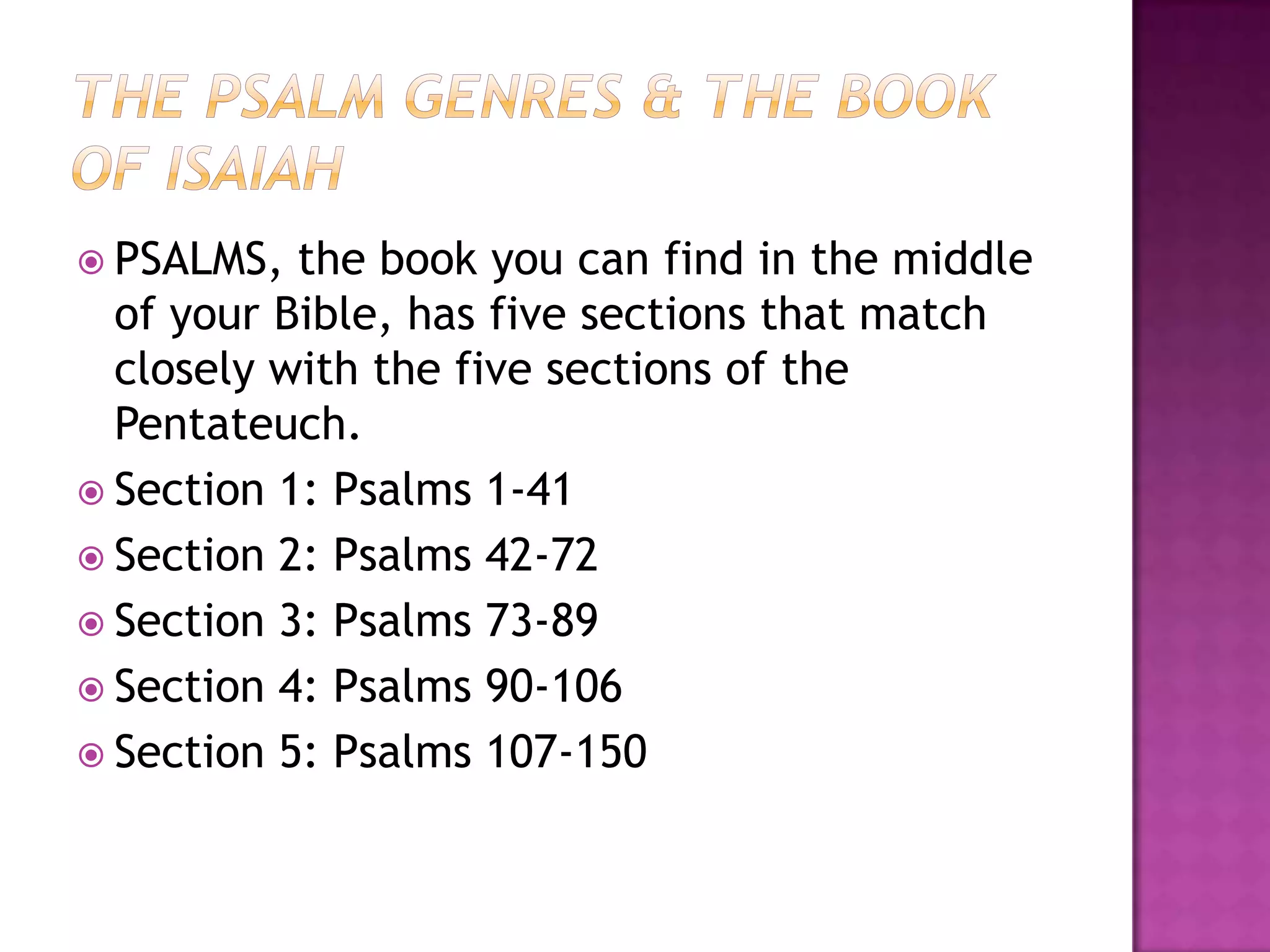 Understanding The Bible Part Five Psalms, Isaiah, Tobit, Judith, and ...