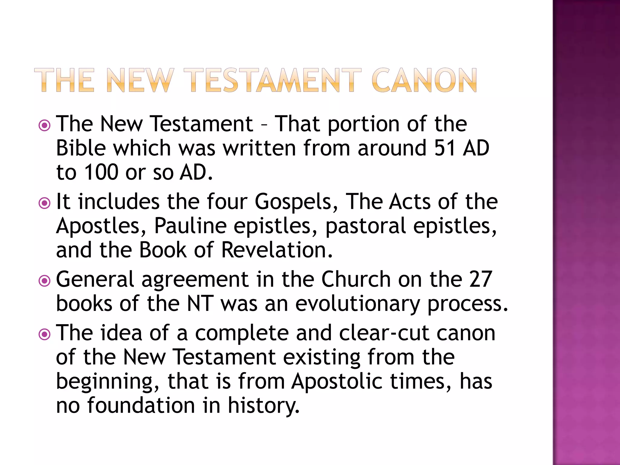 Understanding The Bible Part One The Canons Of The Bible | PPTX