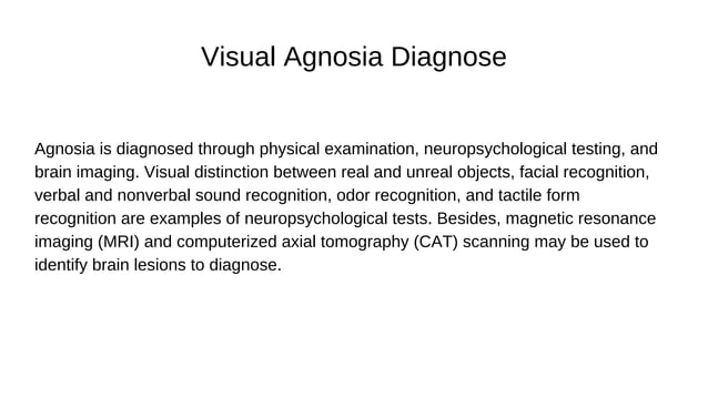 Understanding the Brain: Final Project - Visual Agnosia | PDF | Brain ...