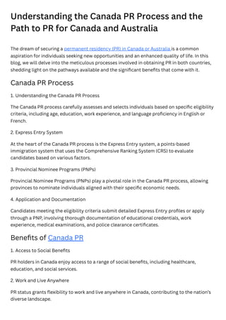 Understanding the Canada PR Process and the Path to PR for Canada and ...