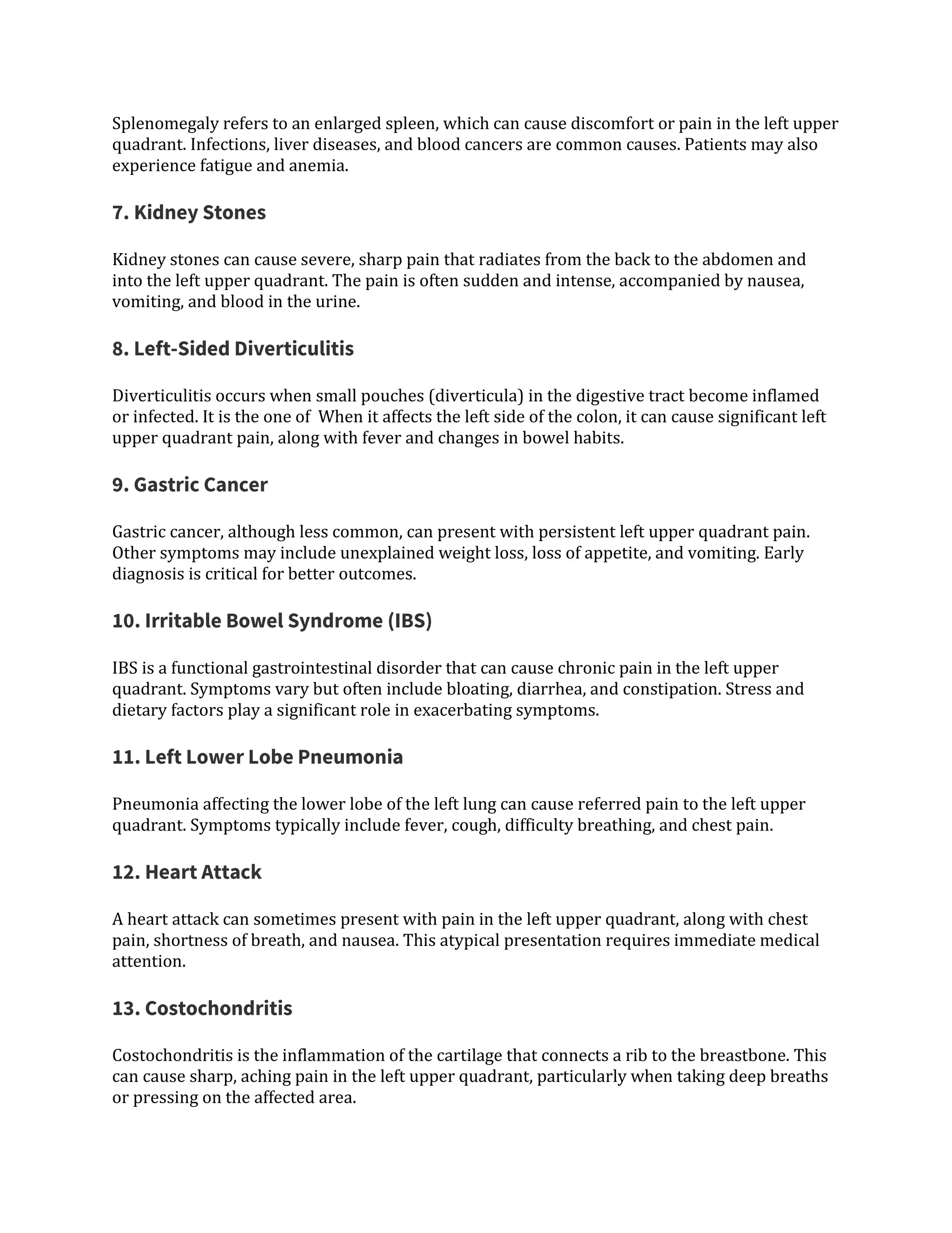 Cause of Left Upper Quadrant Pain: 20 Potential Reasons | The ...