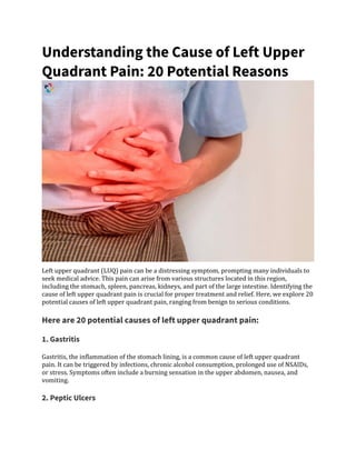 Cause of Left Upper Quadrant Pain: 20 Potential Reasons | The ...