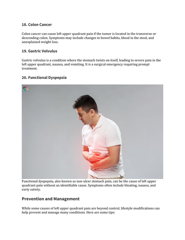 Cause of Left Upper Quadrant Pain: 20 Potential Reasons | The ...