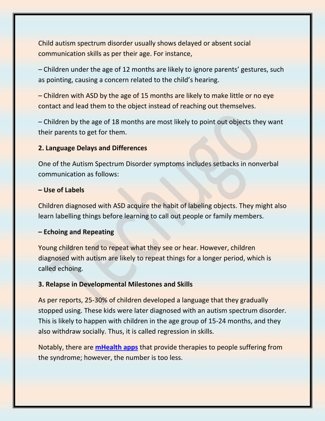 Understanding the Characteristics of Autism Spectrum Disorder. | PDF