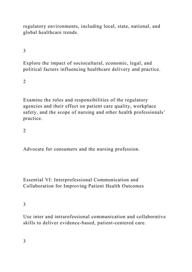 Understanding the competencies related to the AACN Essentials of B.docx