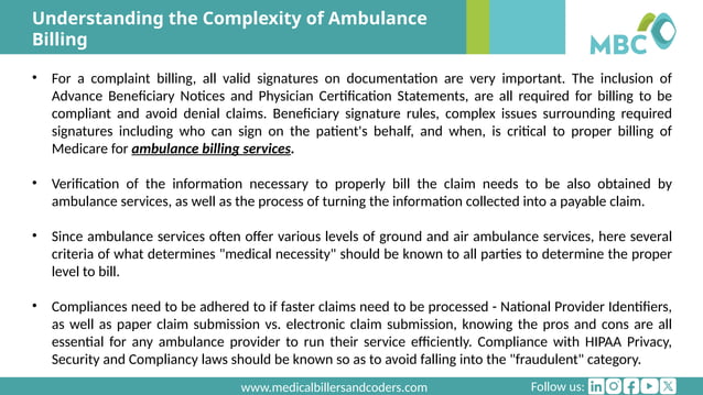 Understanding the Complexity of Ambulance Billing | PPT