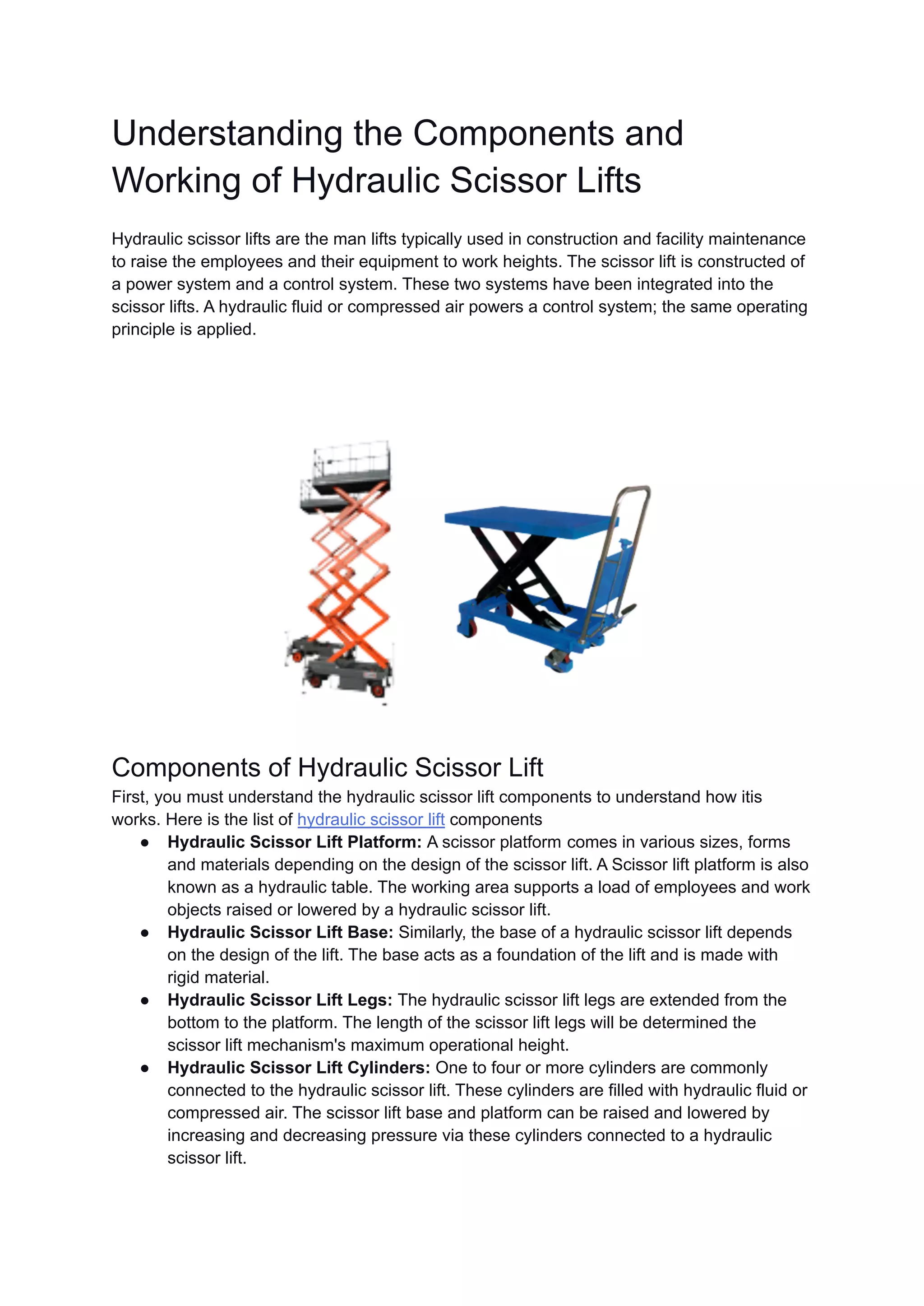 Understanding the Components and Working of Hydraulic Scissor Lifts.pdf