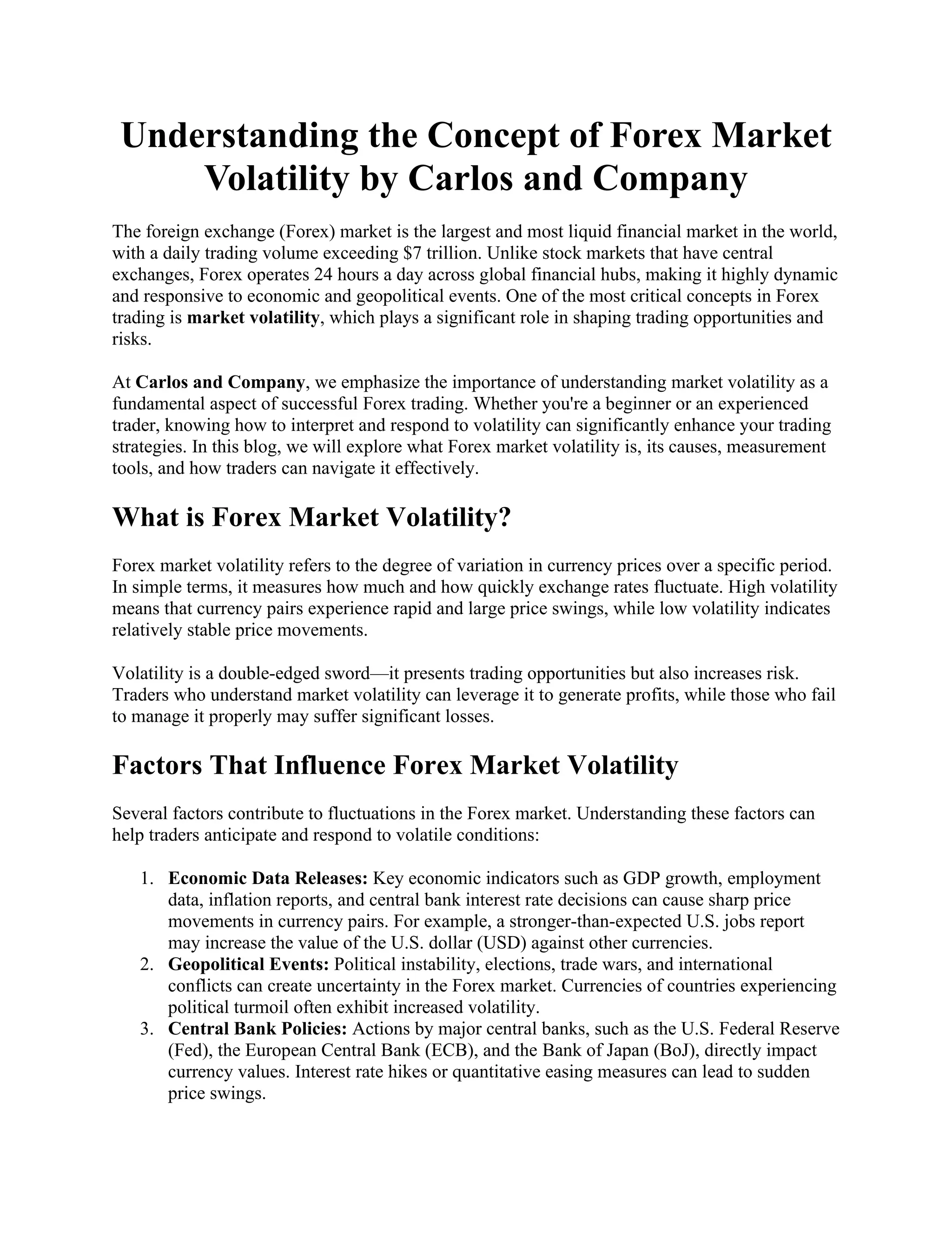 Understanding the Concept of Forex Market Volatility by Carlos and ...