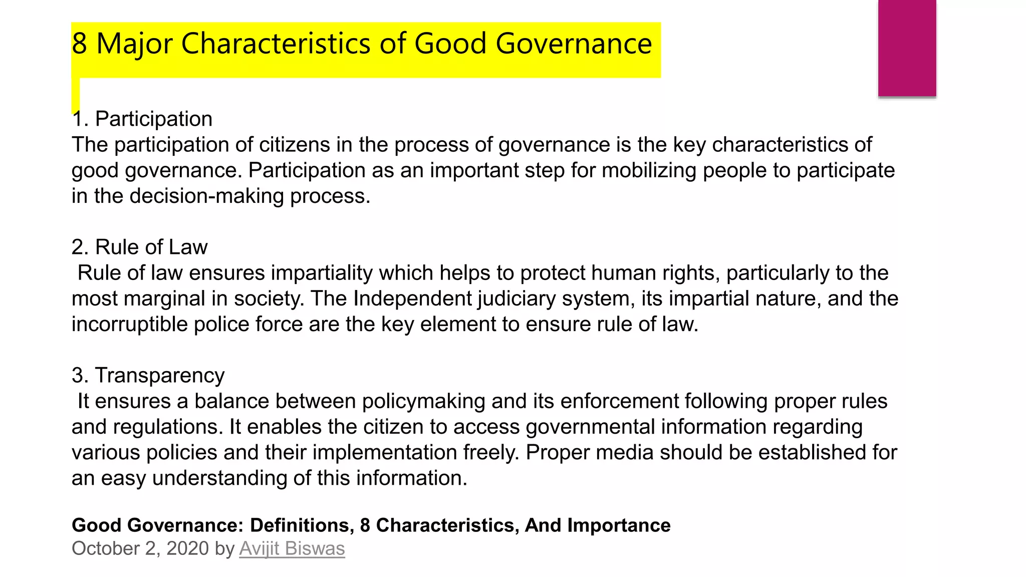 Understanding the Concept of Good Governance | PPTX