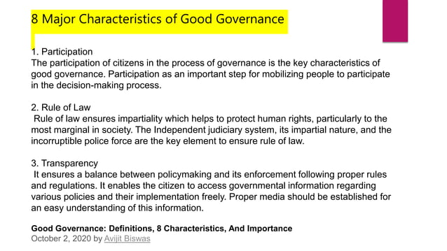 Understanding the Concept of Good Governance | PPTX