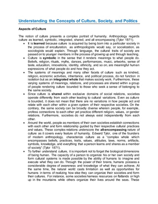 Understanding the concepts of culture, society and politics | DOCX