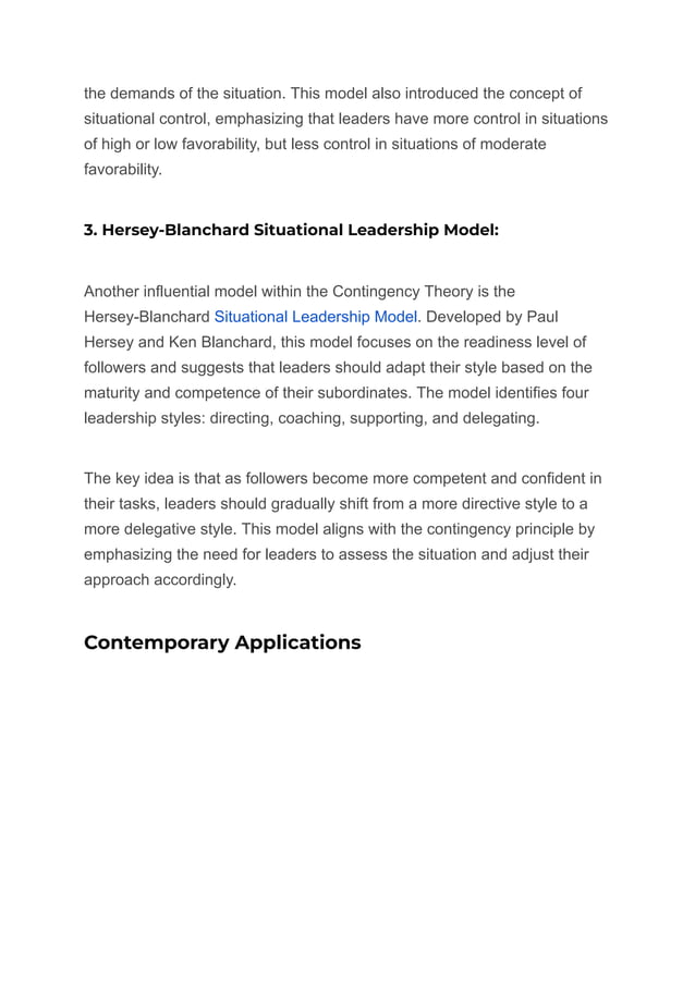 Understanding the Contingency Theory of Leadership Adapting to ...