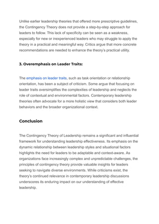 Understanding the Contingency Theory of Leadership Adapting to ...