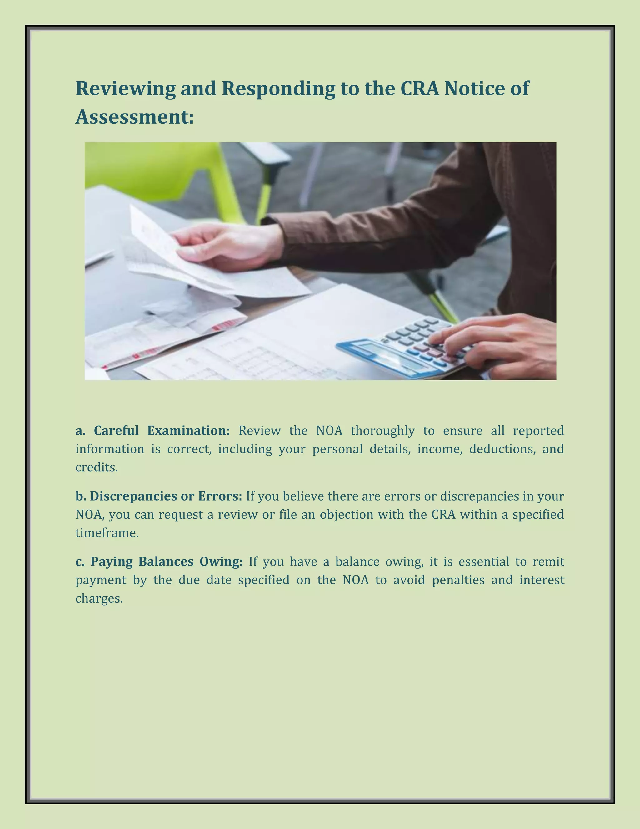 Understanding the CRA Notice of Assessment | DOCX | Personal Taxes ...