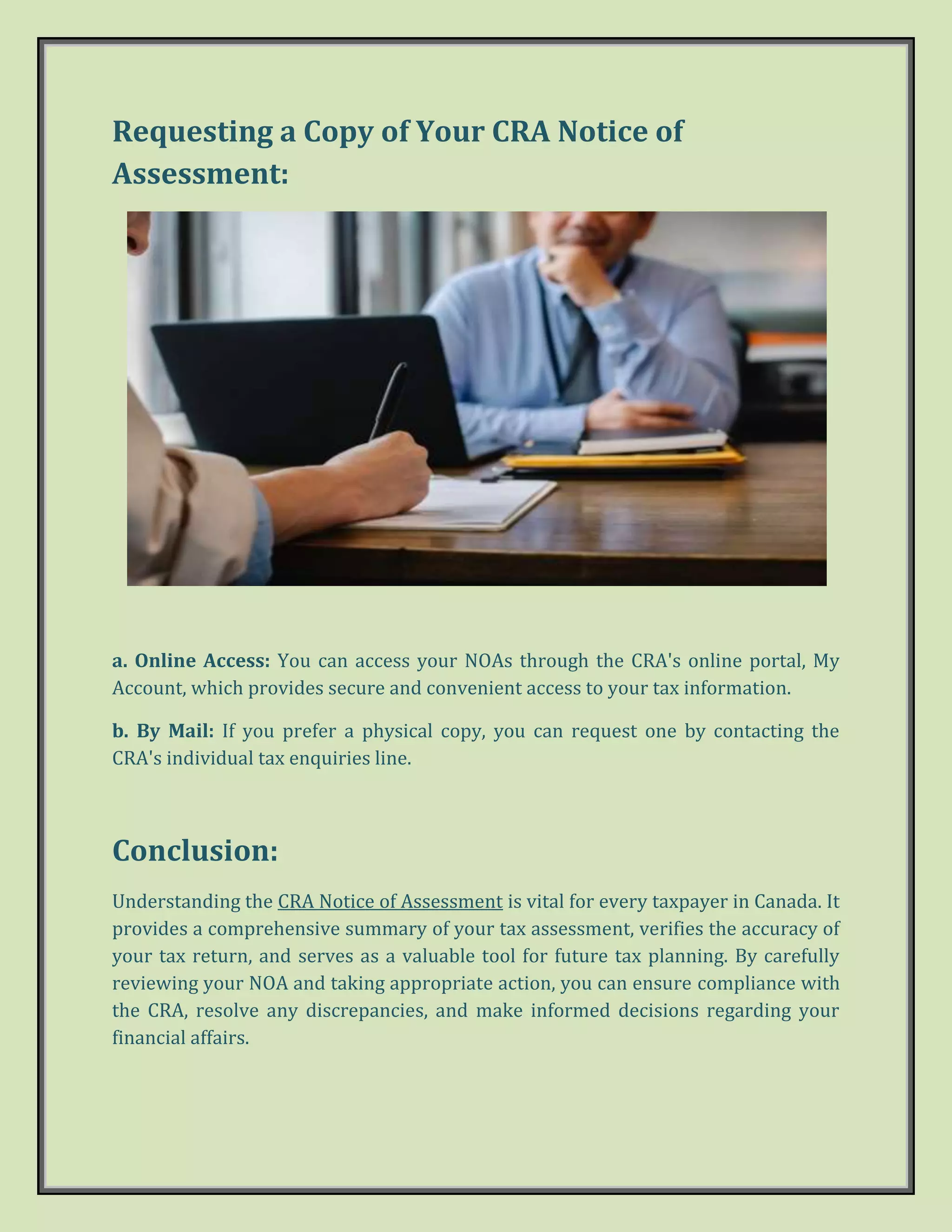 Understanding the CRA Notice of Assessment | DOCX