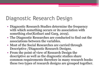 Understanding the Descriptive/ Diagnostic Research Design | PPTX