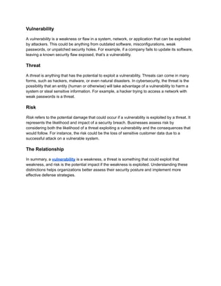 Understanding the Difference Between a Vulnerability, Threat, and Risk ...