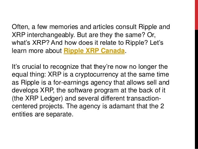 Understanding the Difference between Ripple XRP Canada and XRP! | PPT