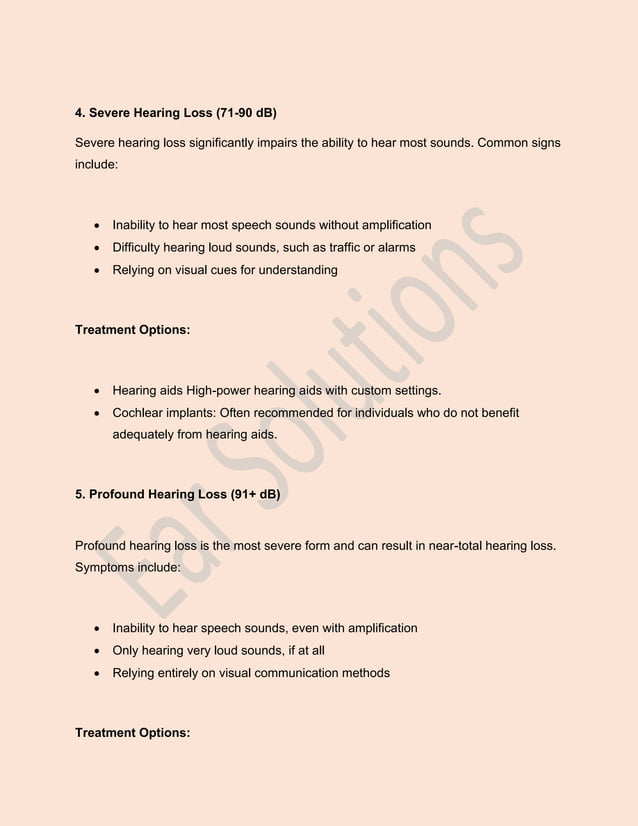 Understanding the Different Levels of Hearing Loss | PDF