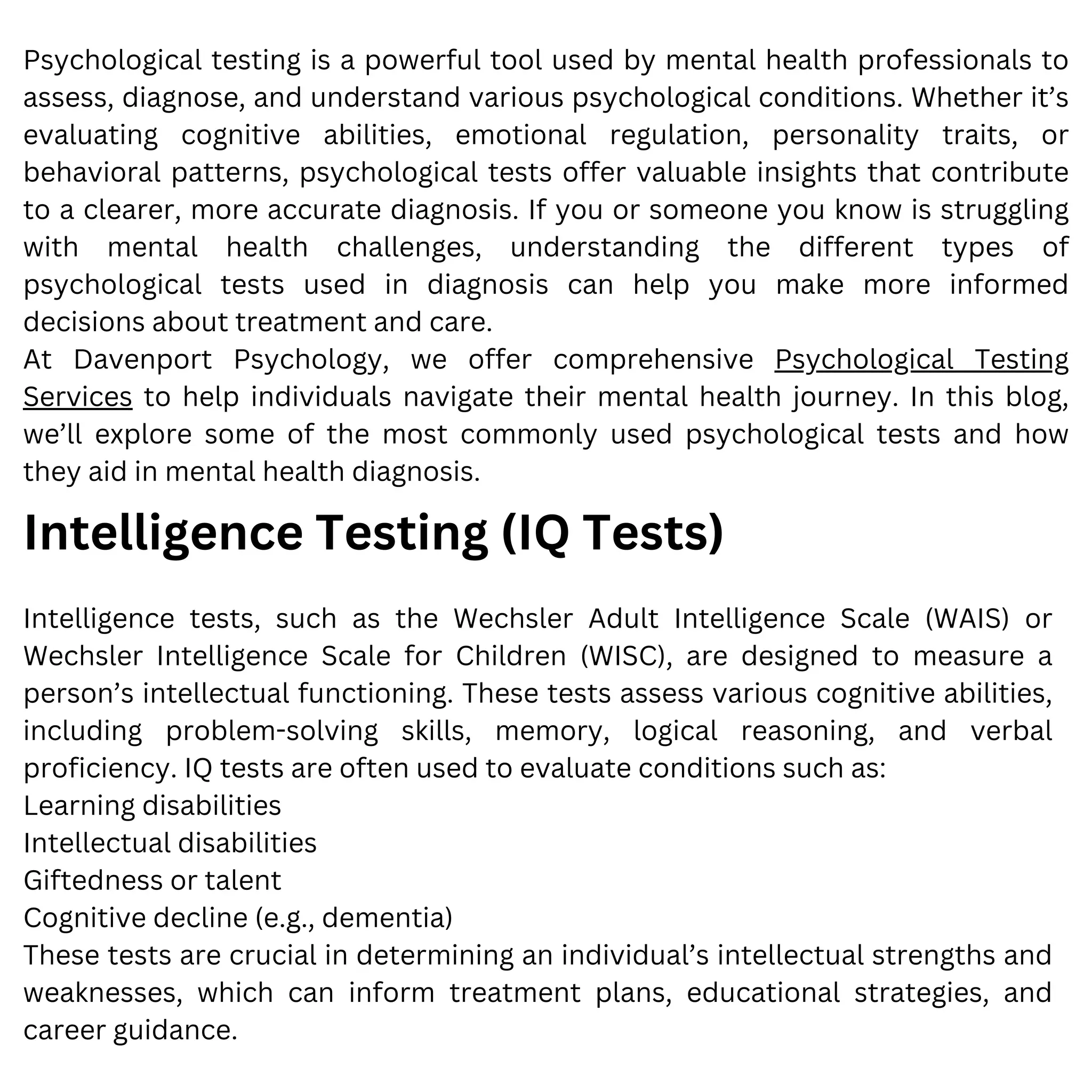 Understanding the Different Psychological Tests Used in Mental Health ...