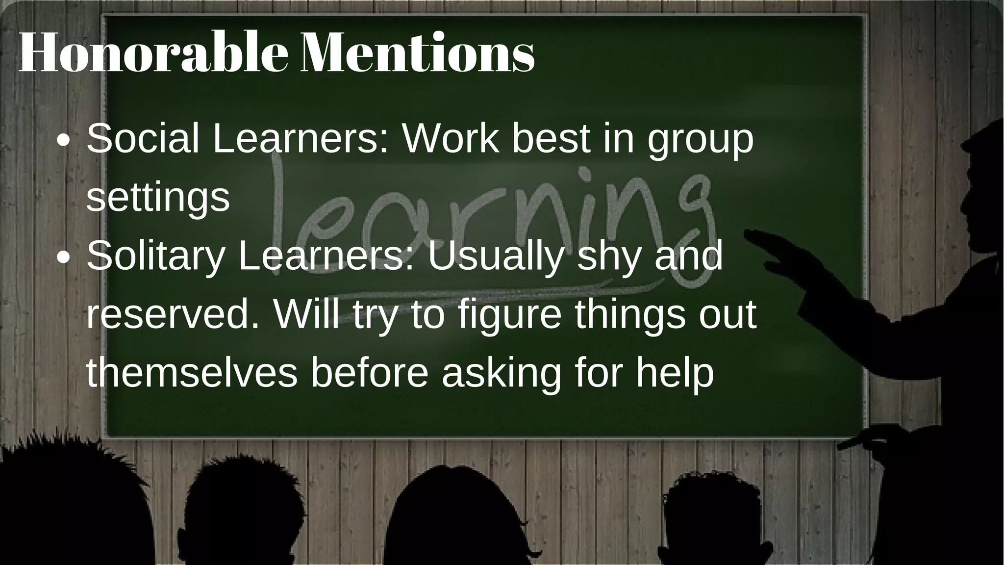 Understanding the different types of learning in your classroom (1) | PPT