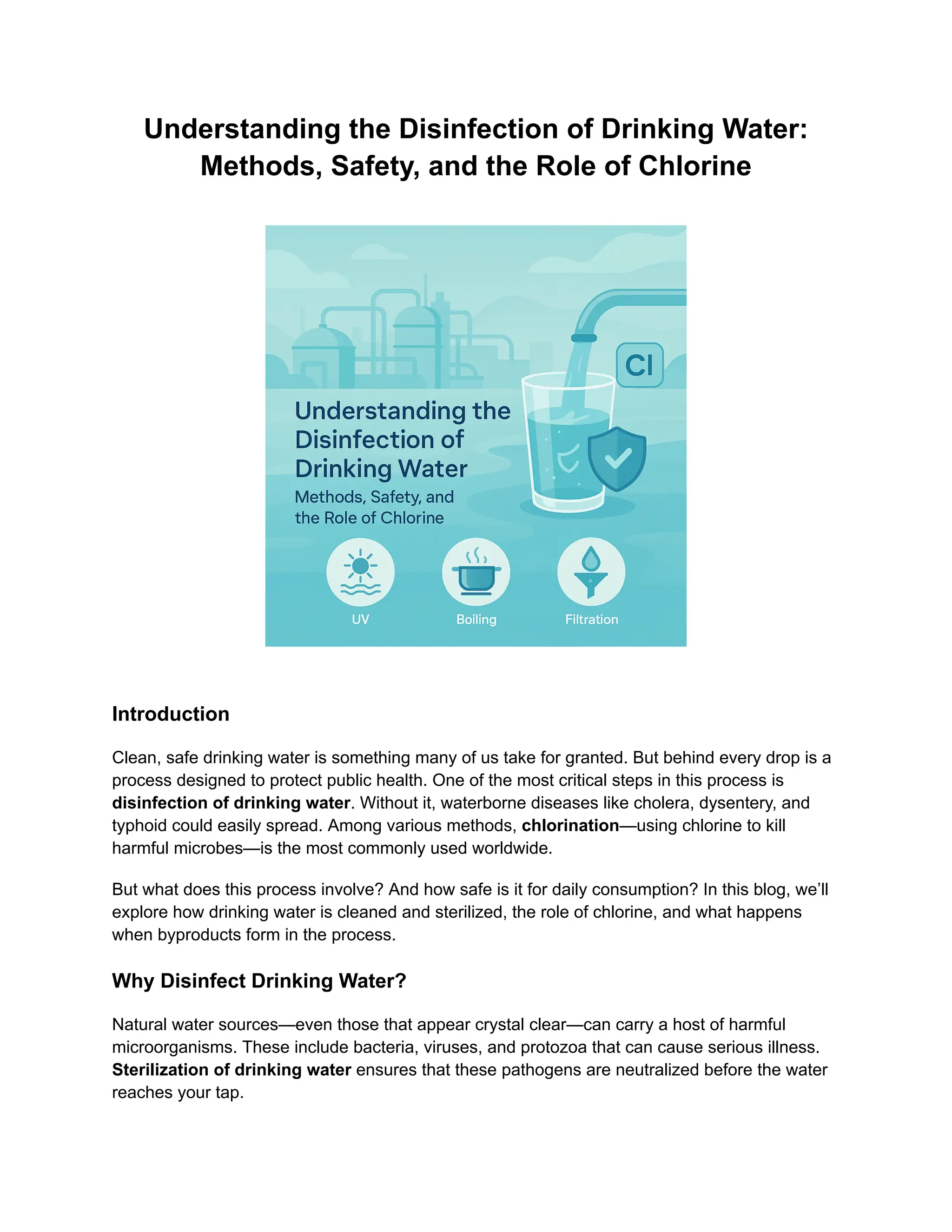 Understanding the Disinfection of Drinking Water: Methods, Safety, and ...
