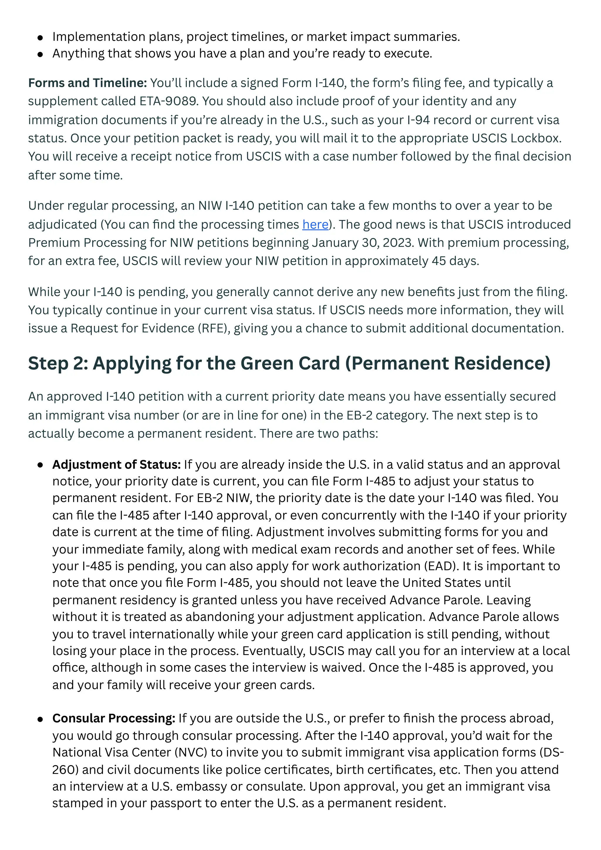 Understanding the EB-2 NIW Visa Process - Part 2 | PDF