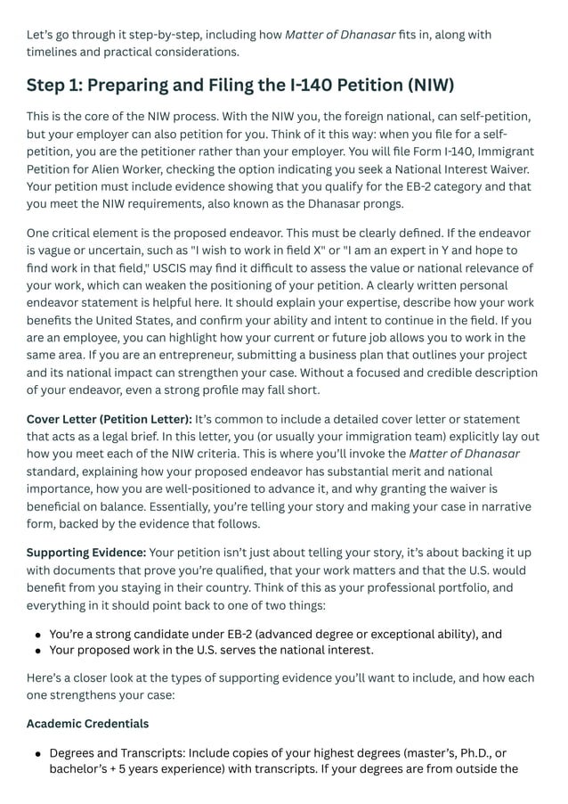 Understanding the EB-2 NIW Visa Process - Part 2 | PDF
