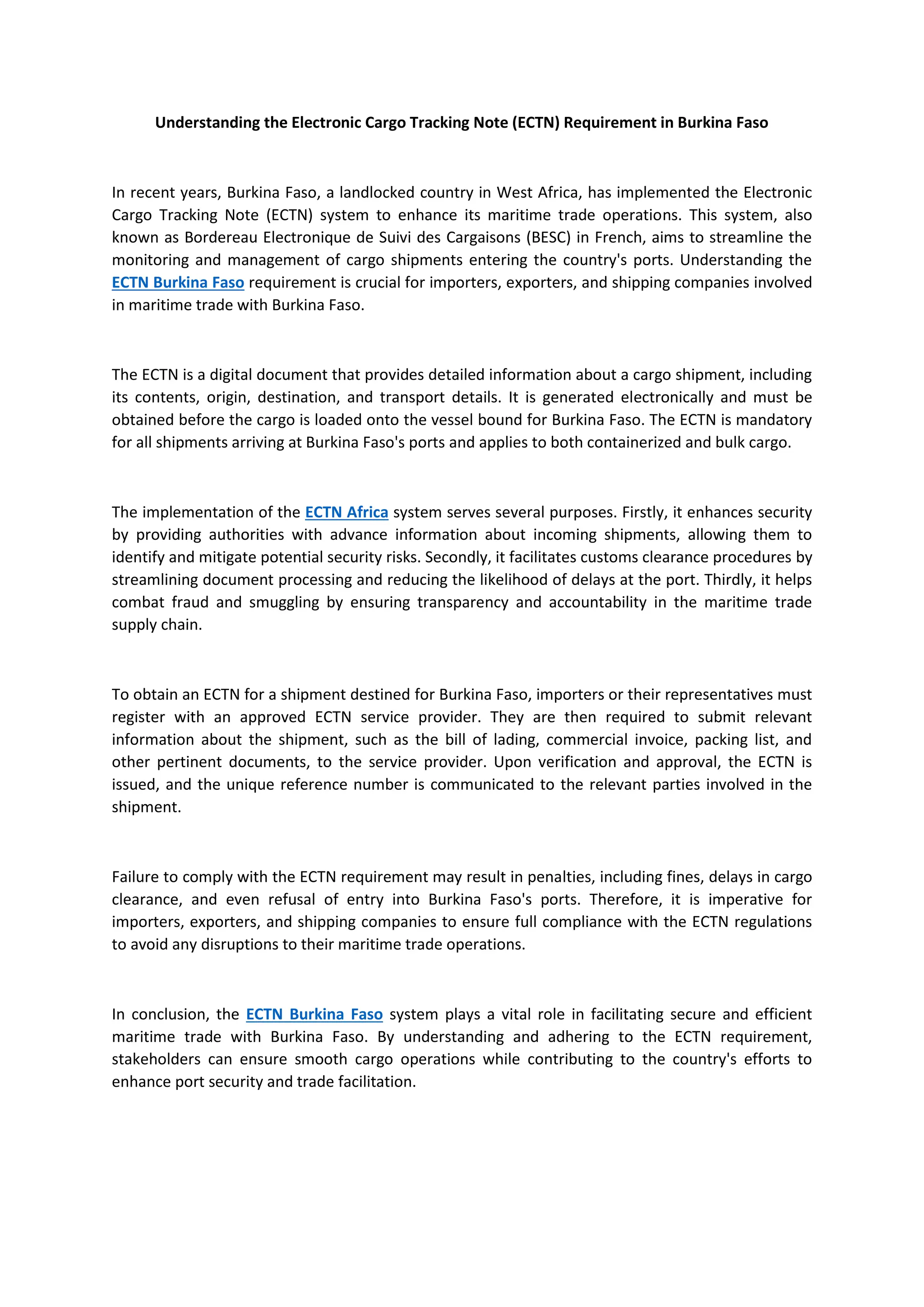 Understanding the Electronic Cargo Tracking Note (ECTN) Requirement in ...