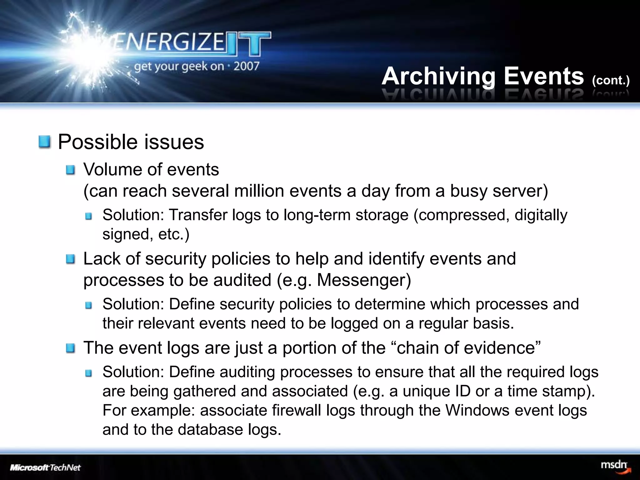 Understanding the Event Log | PDF